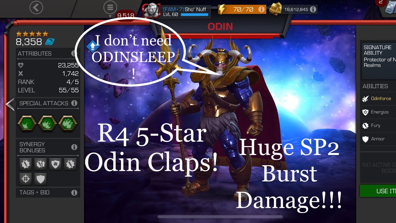 Does Odin need Odinsleep??? | R4 5-Star | Massive Damage | Marvel ...