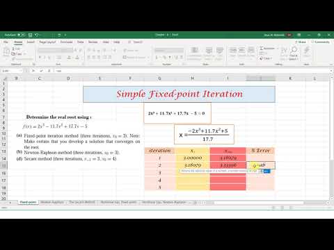 Simple Fixed Point using Excel- Numerical Methods - YouTube