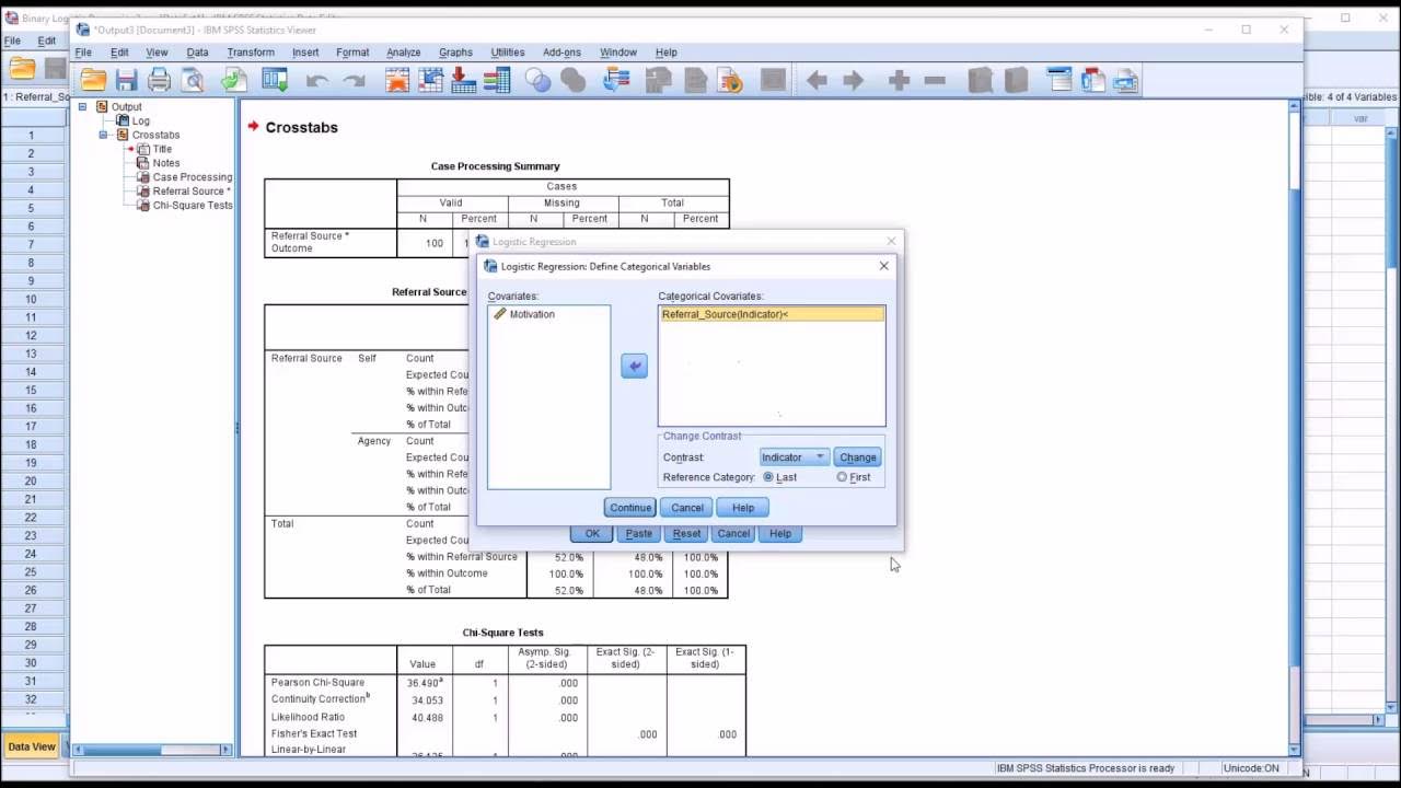 Binary Logisitic Regression in SPSS with One Continuous and One Dichotomous Predictor Variable ...