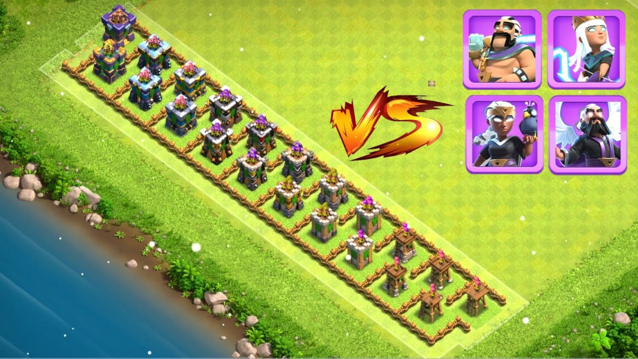 Max Heroe's VS All Level Archer Tower Formation In Clash Of Clans | AS ...