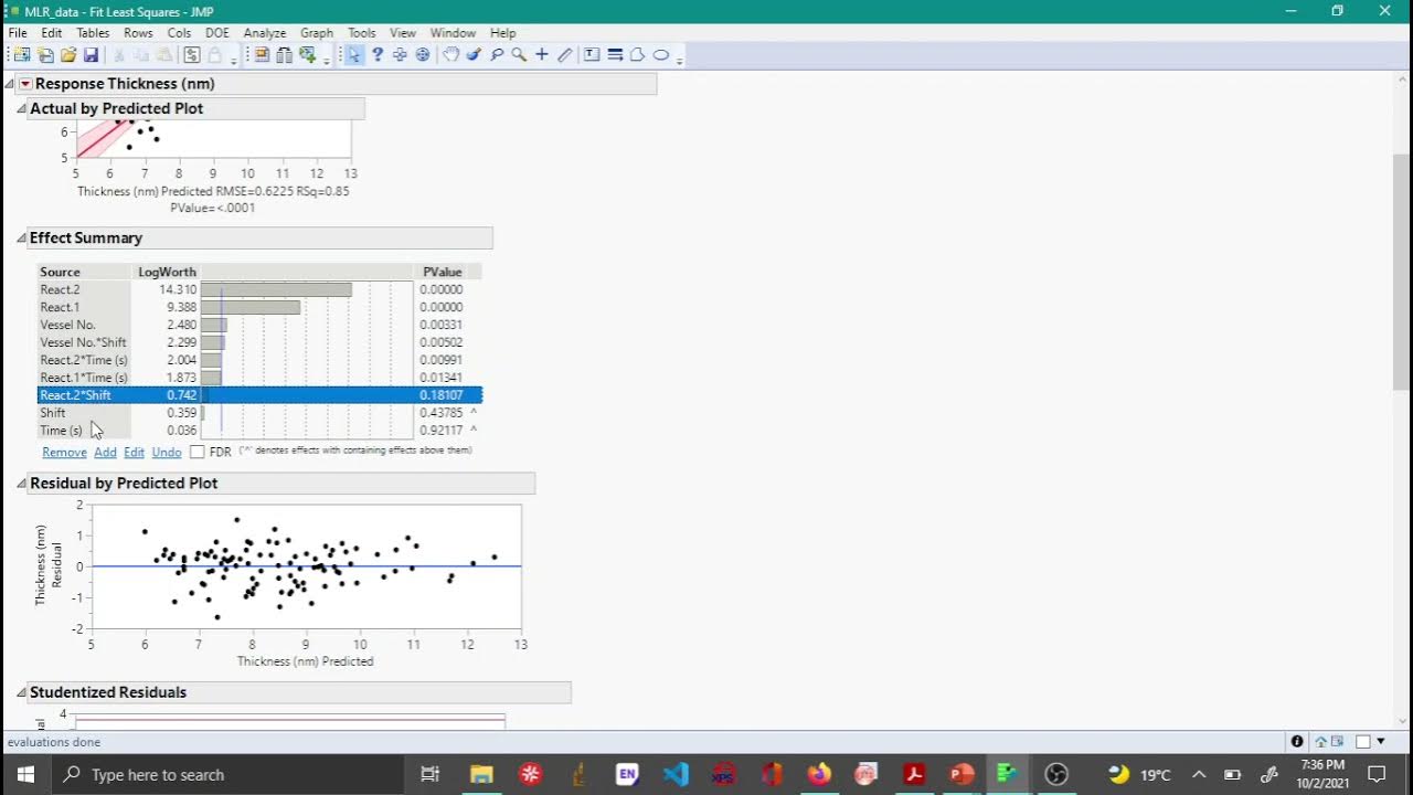 Multiple linear regression - Backward variables selection - JMP - YouTube