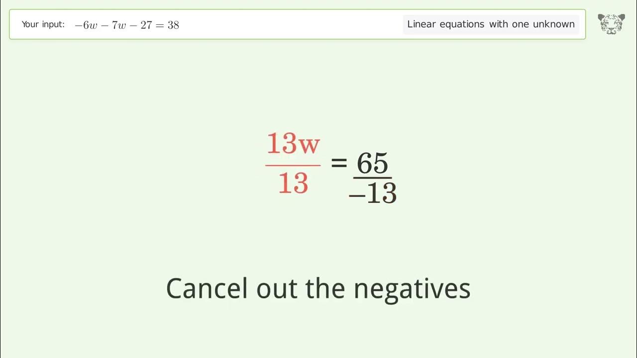 Linear Equation With One Unknown Solve 6w 7w 27 38 Step by step linear-equation-with-one-unknown-solve-6w-7w-27-38-step-by-step