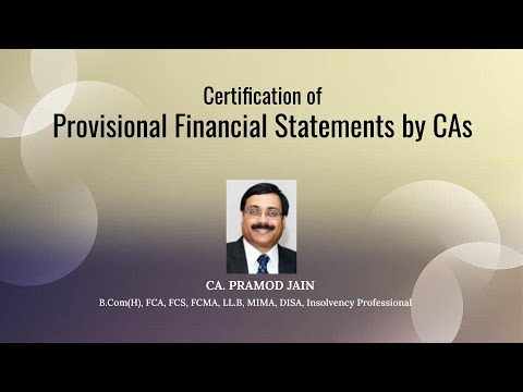 Certification of Provisional Financial Statements by CAs | CA. Pramod ...