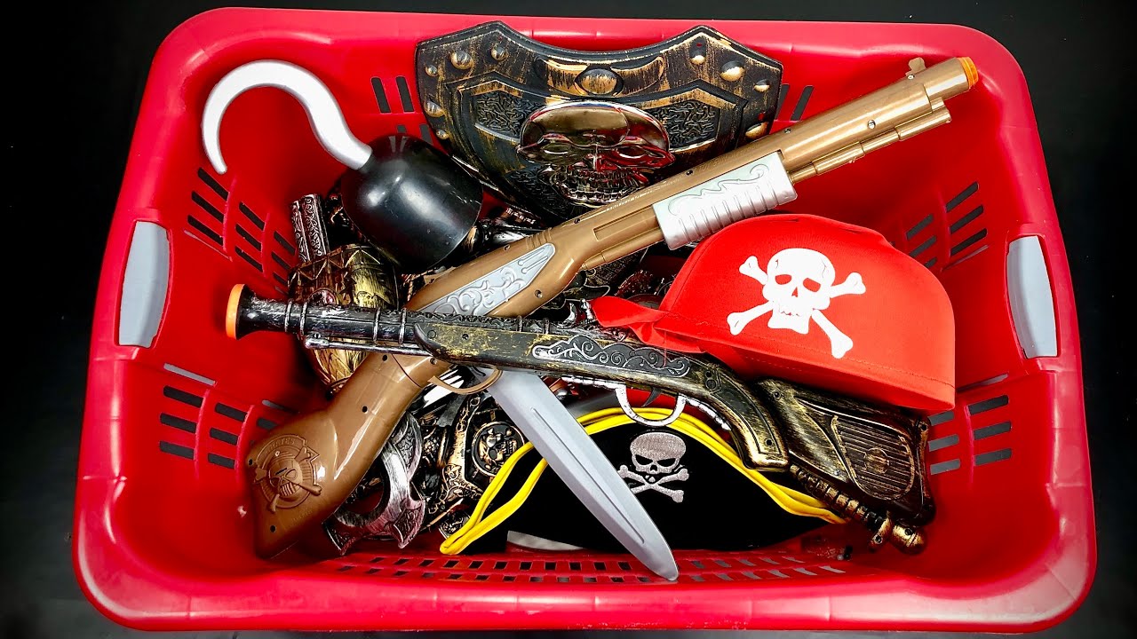 Red Box Filled with Pirate, Ocean Warriors Guns and Equipment - YouTube