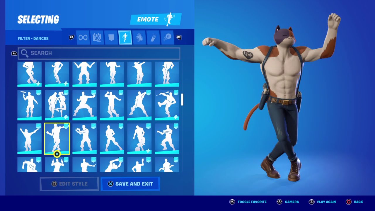 Skin Meowscles showcase with almost all emotes from fortnite!! 😹 - YouTube