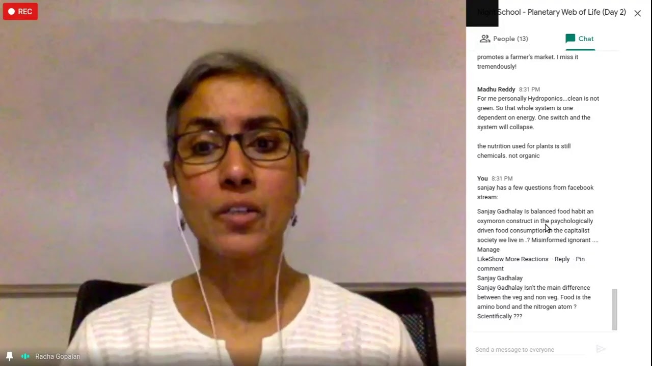 Nigh School - Planetry Web of Life with Radha Gopalan - Day 2 - YouTube
