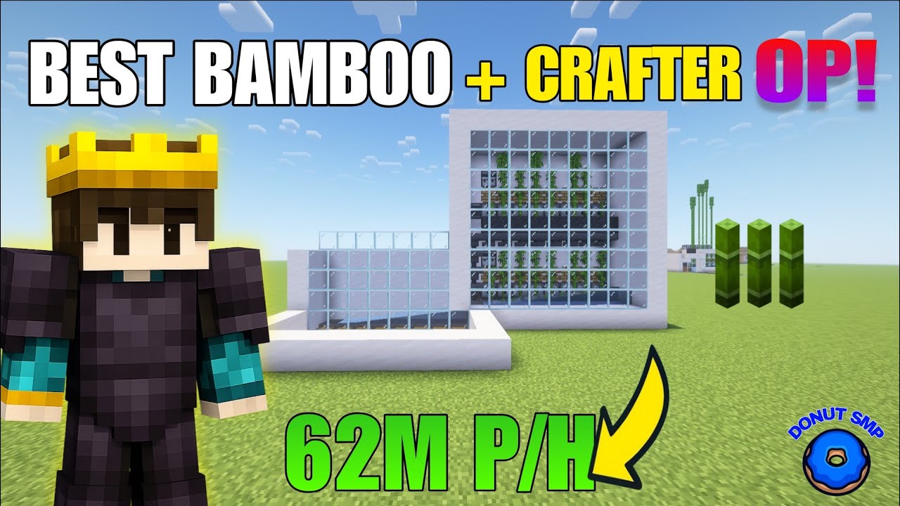 Donut SMP V1 Bamboo Farm Tutorial | OP Auto Crafter + Bonemeal Farm ...