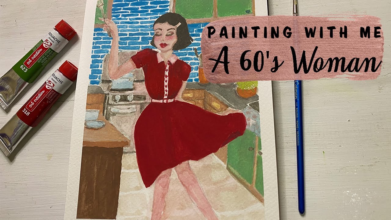 Practice Painting With Me: drawing from imagination | A 60’s woman # ...