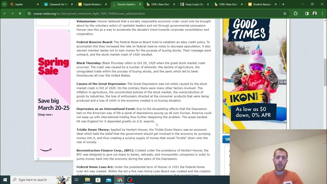 US History Great Depression Notebook Explanation - YouTube