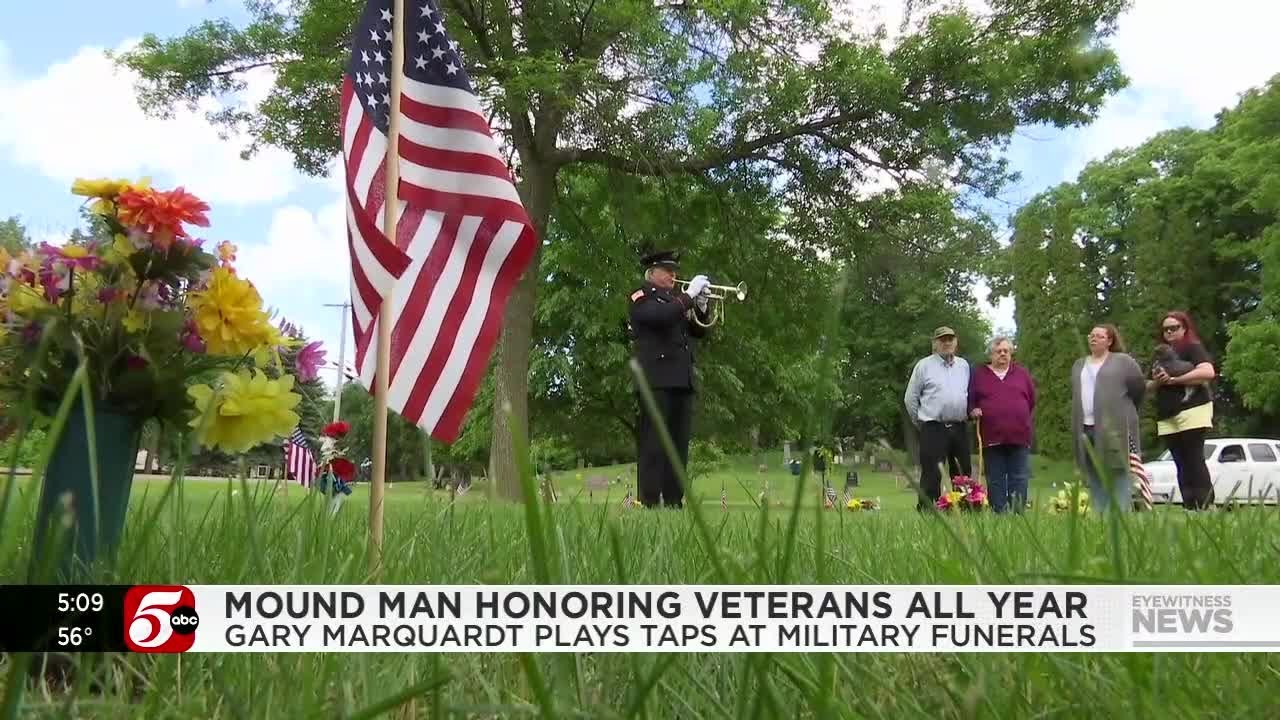 Mound man honors veterans one note at a time by playing 'Taps' - YouTube