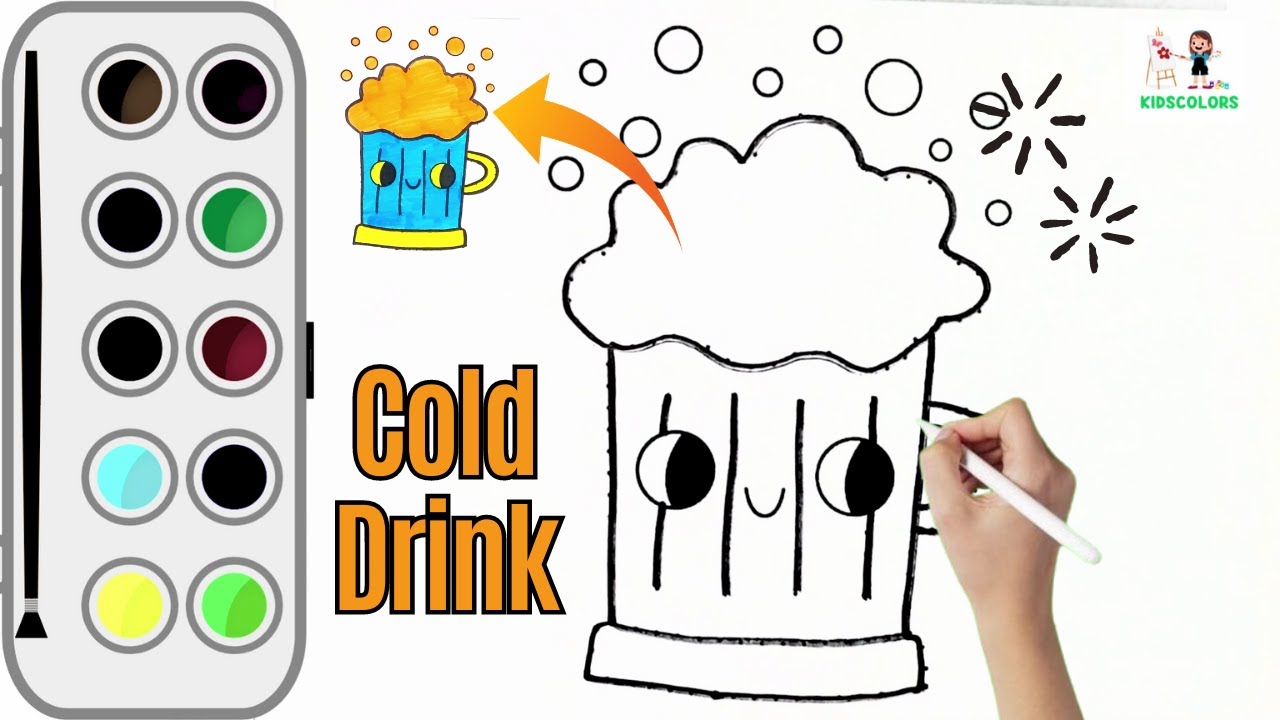 Cold Drink Drawing - How to Draw and Paint Cold Drink| How to fill a ...