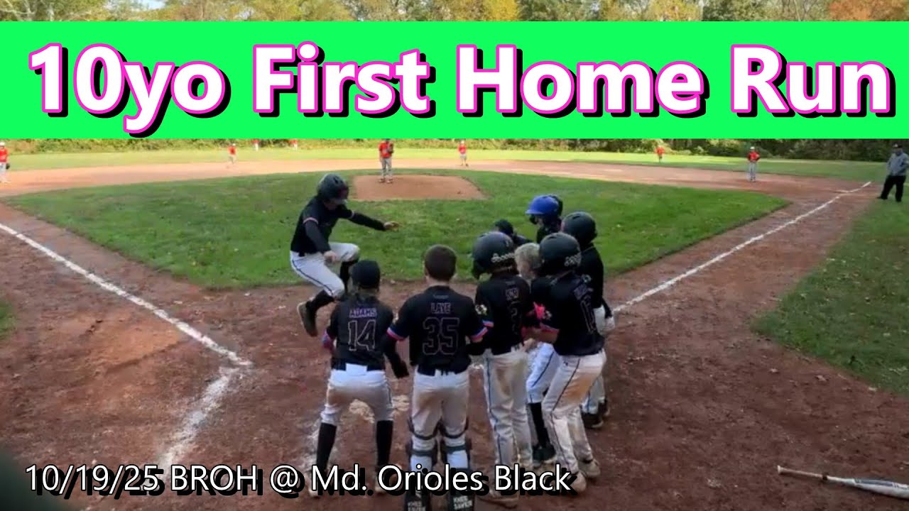 10yo James 1st Home Run Out of the Park 11u BROH @ Md Orioles Blk 10 19 ...