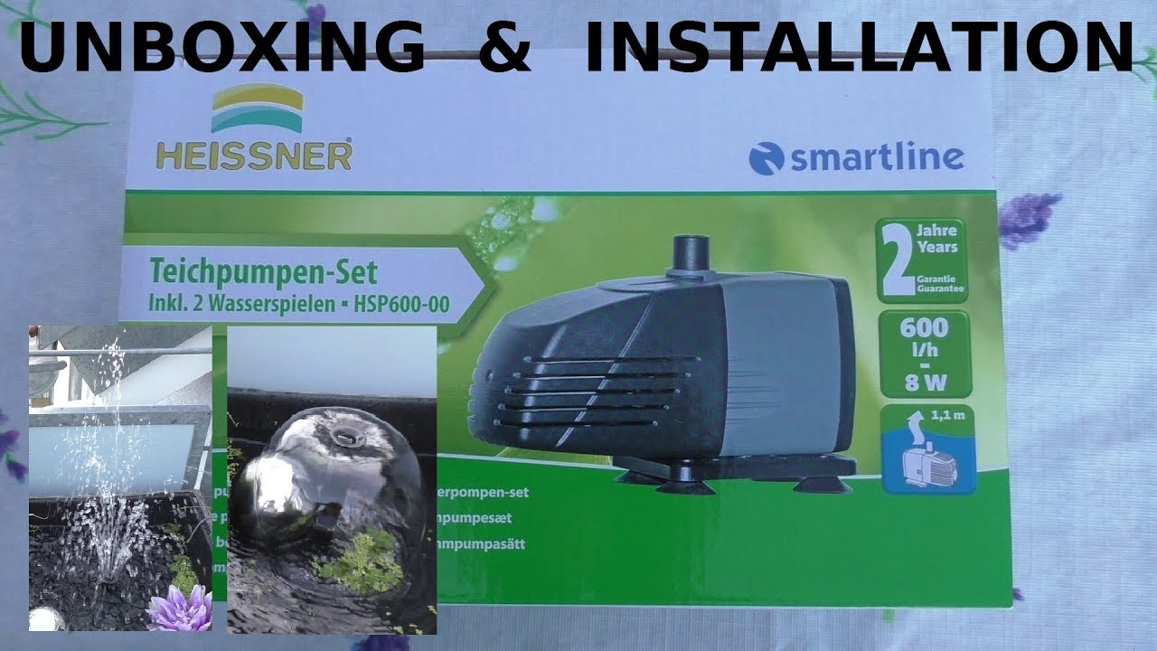 Heissner HSP 600 Teichpumpe inkl. 2 Wasserspiele - YouTube