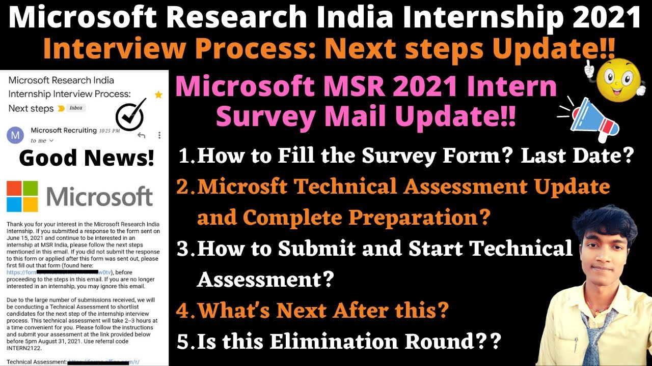 🔴Big Update, Microsoft Research India Internship Survey & Technical ...