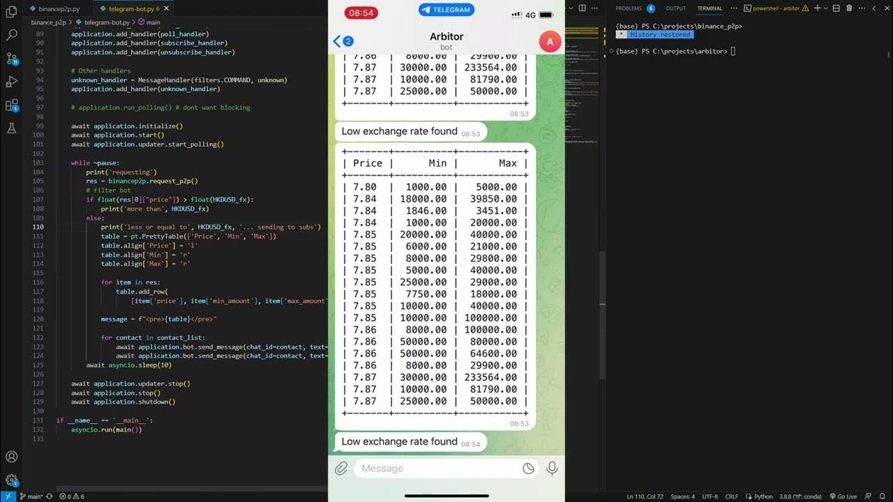 Create a Telegram bot | 2-minute tutorial | Binance p2p price push notification | Free python ...