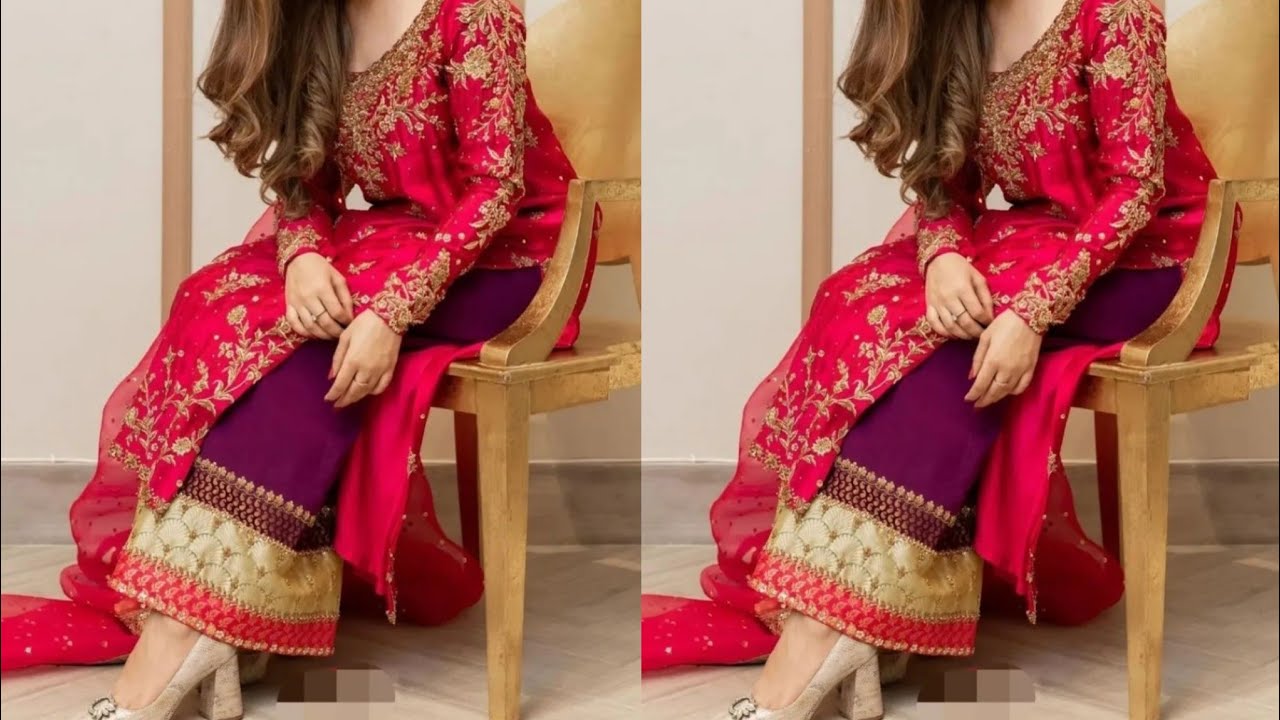 Embroidery Plazzo Suit Designs || Stylish Embroidery Plazzo Pant Suit ...