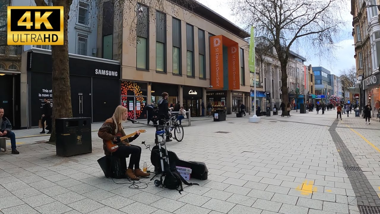 Cardiff 4K - Wales - City center Cardiff - Busy streets - Virtual walk ...