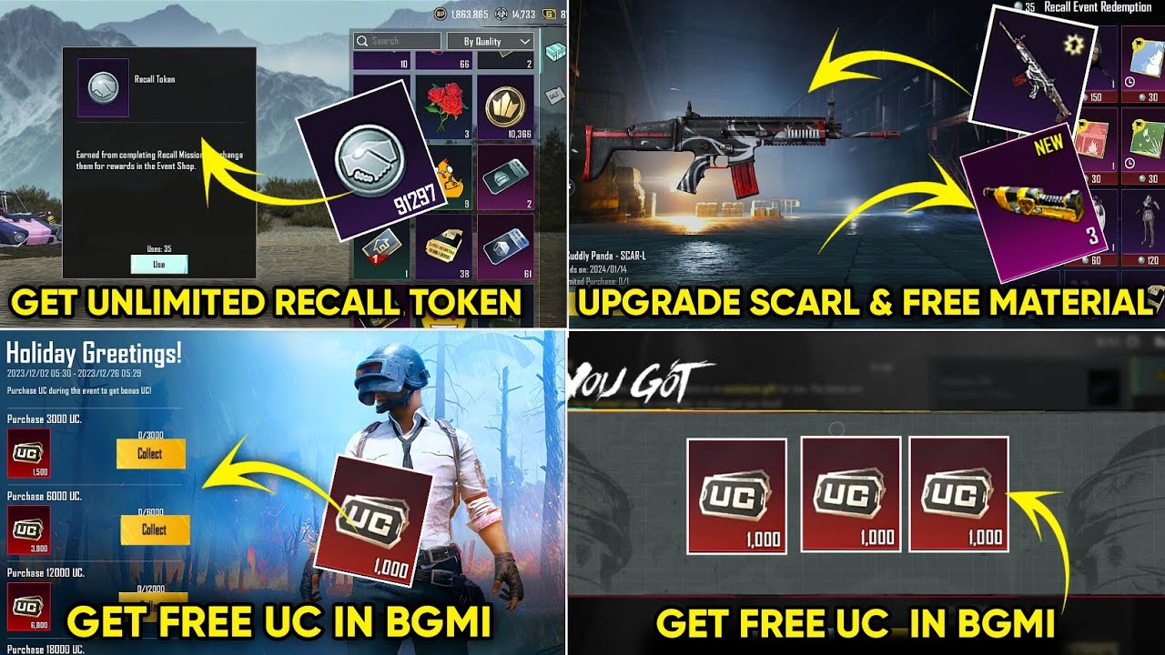 😍Hidden trick Free UC//Bgmi New Recall Event// Free Material & Upgrade ...