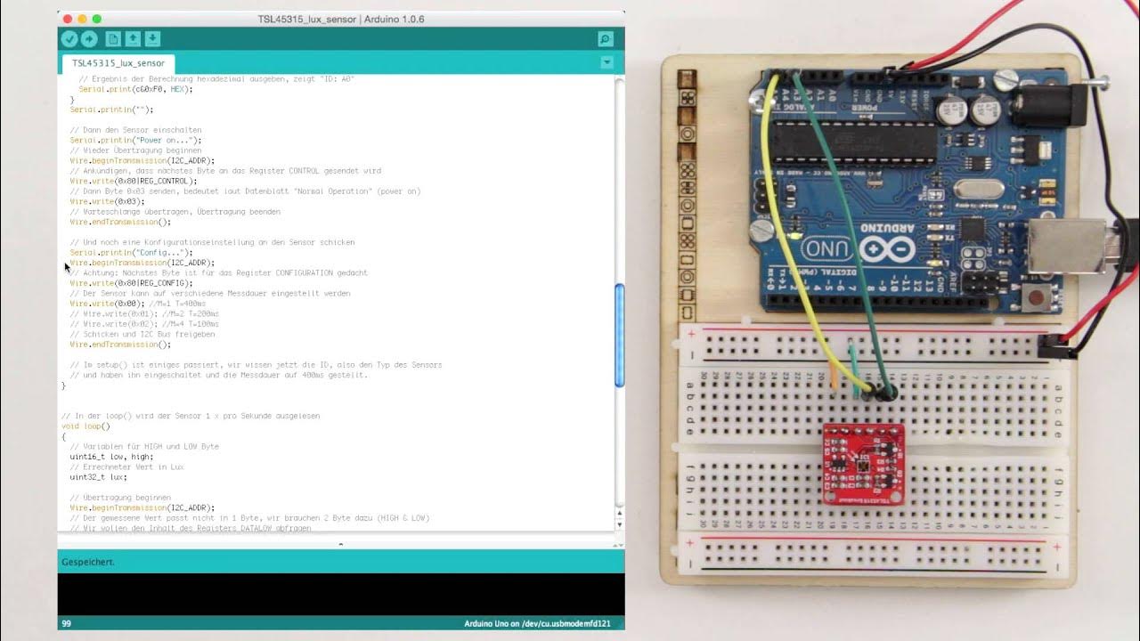 TSL45315 Licht Sensor am Arduino - YouTube