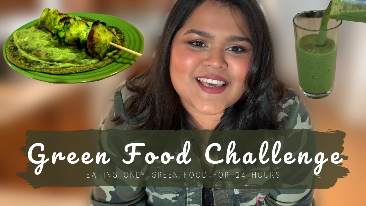 I ONLY ate GREEN FOOD for 24 Hours Challenge 🥝 🥑 🥦 | Vegetarian Diet ...