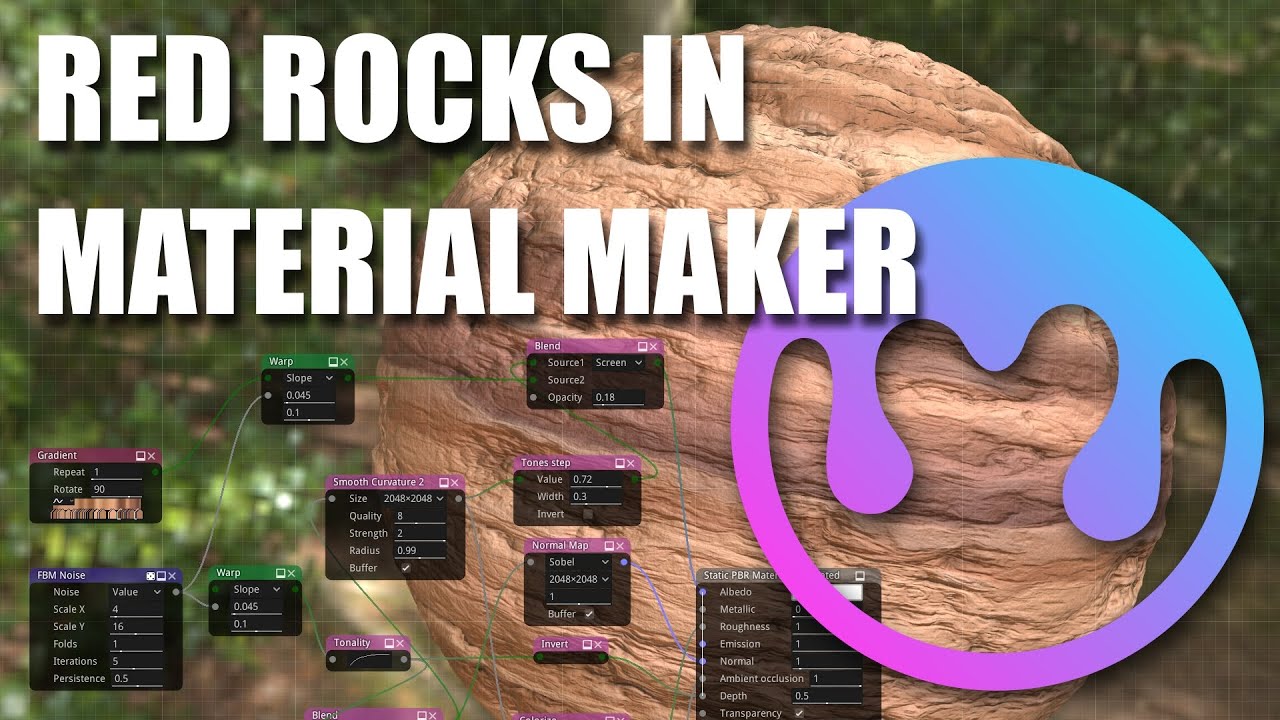 Material Maker Quickie - Red Rocks with 15 Nodes - YouTube