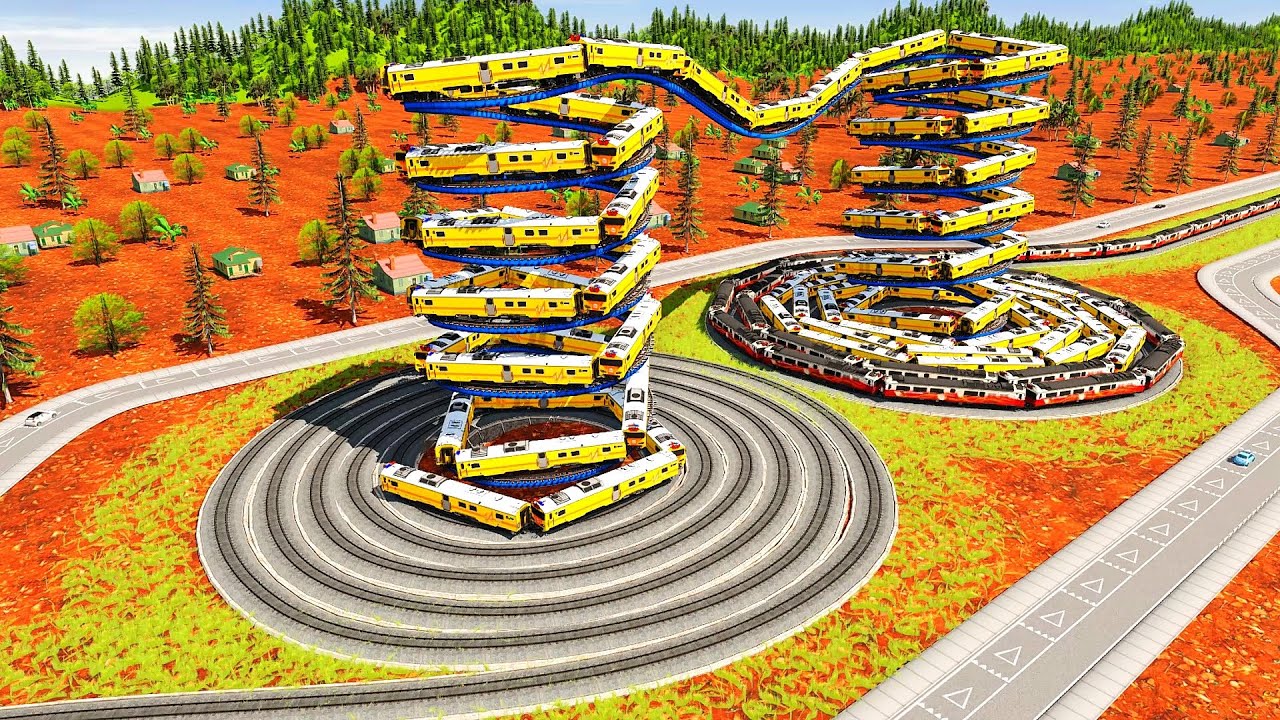 The Train Crosses a Strange Double Spiral Track Like a Shockbreaker🚦 ...