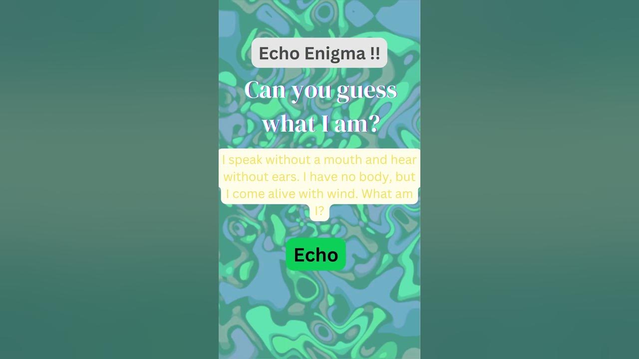 "Can You Solve This Classic Riddle? 🔍 | Echo Enigma #1" - YouTube