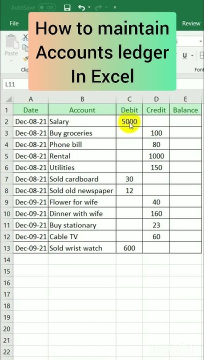 Learn excel in tamil How to maintain accounts ledger in excel #excelintamil #exceltips #excel ...