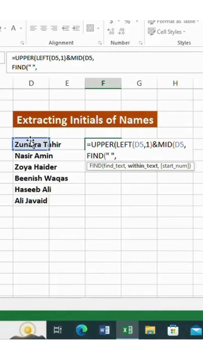Extracting Initials from Names | excel tutoring | excel tutorial | excel - YouTube