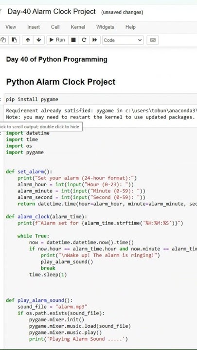 Alarm Clock Project | 100 Days of Python Programming | Day40 - YouTube