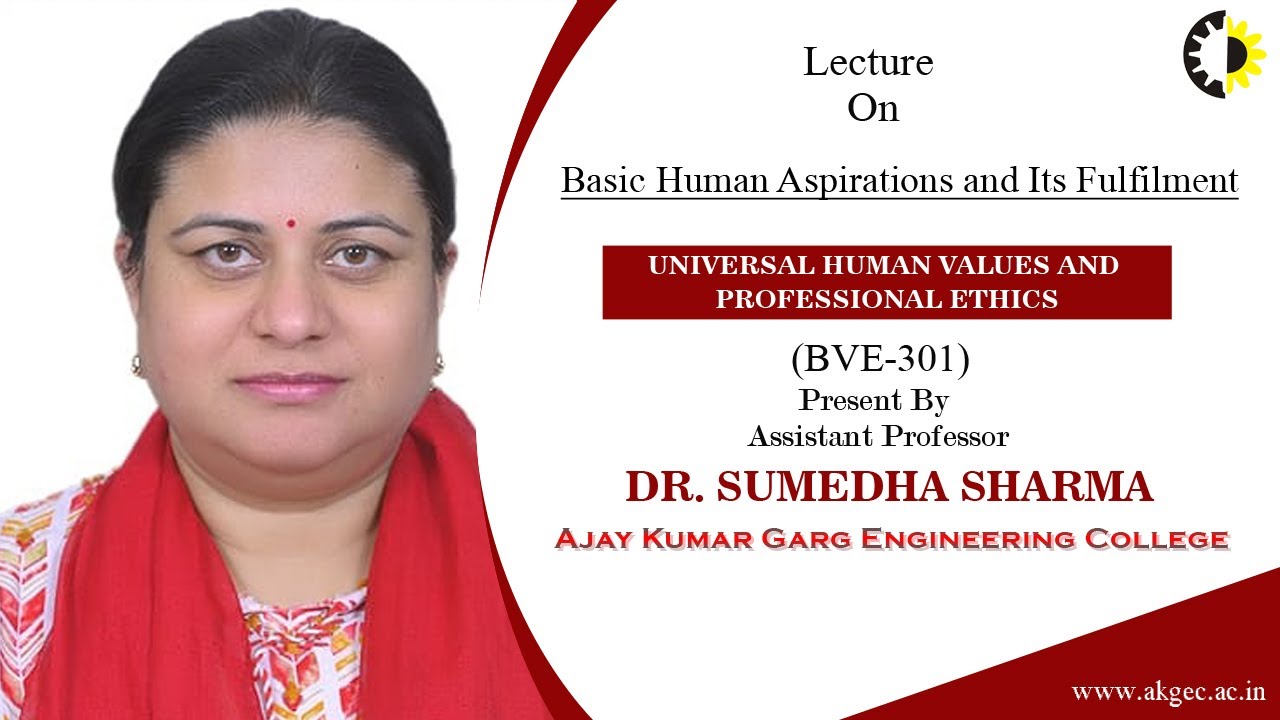BASIC HUMAN ASPIRATIONS AND ITS FULFILMENT | UHVAPE | LECTURE 01 BY DR ...
