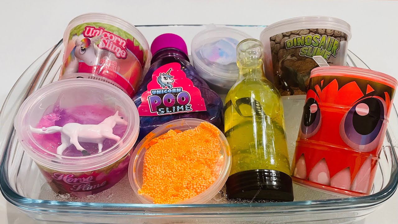 Mixing Store Bought Slime Into Clear Slime - YouTube