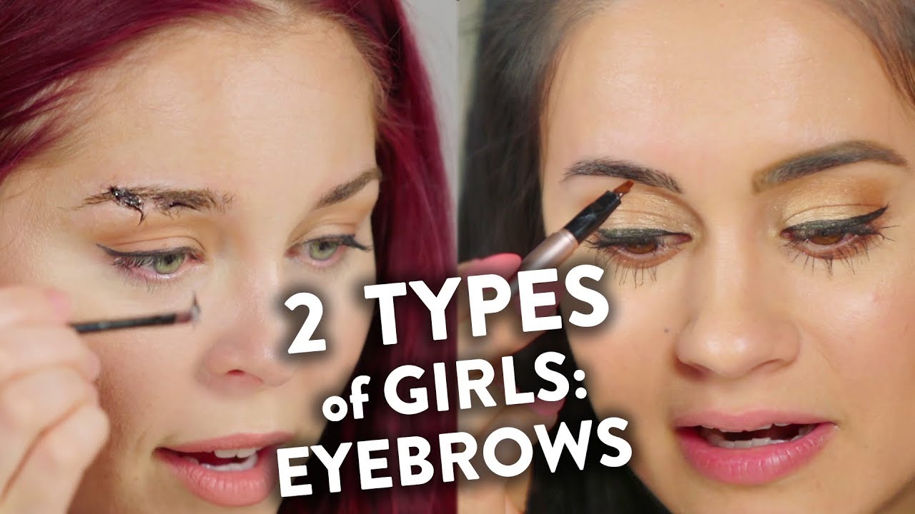 2 Types of Girls Try Eyebrow Extensions - YouTube