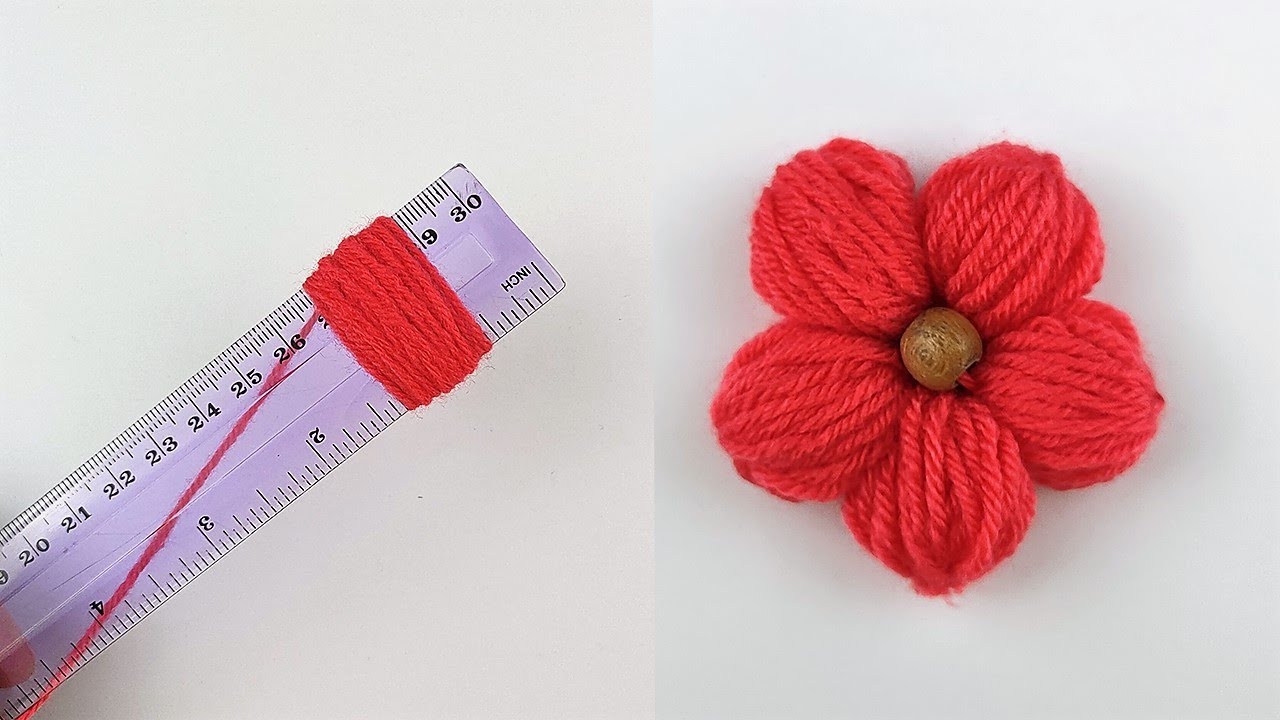 Woolen Flower Craft | Easy Woolen Flower Making - YouTube