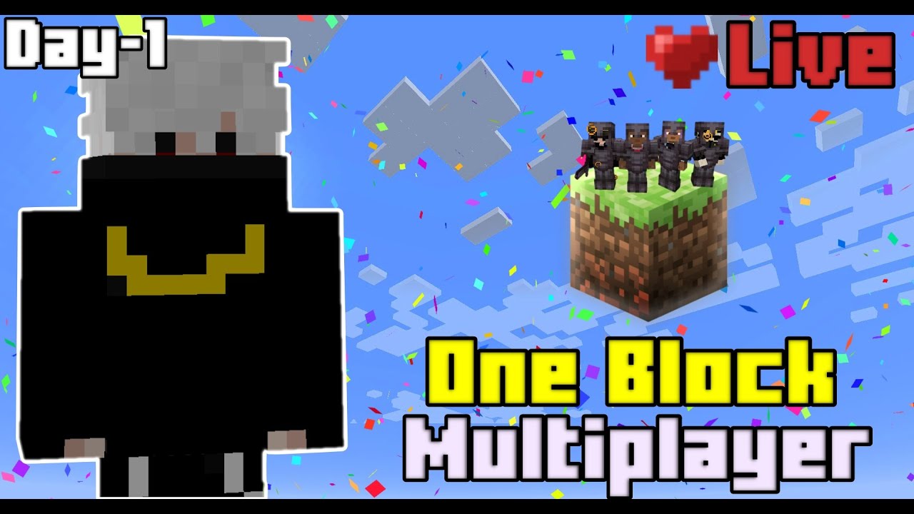 Minecraft one block challenge with friends Day-1. live - YouTube