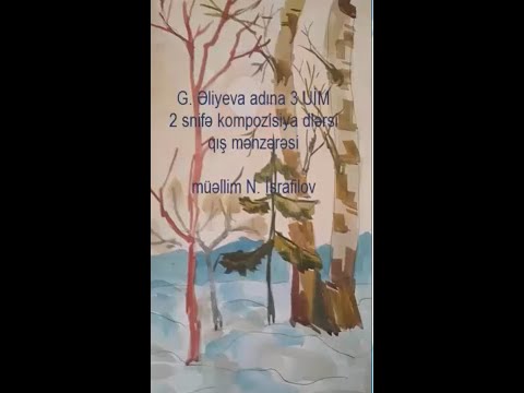 qış mənzərəsi  akvarellə rəsm