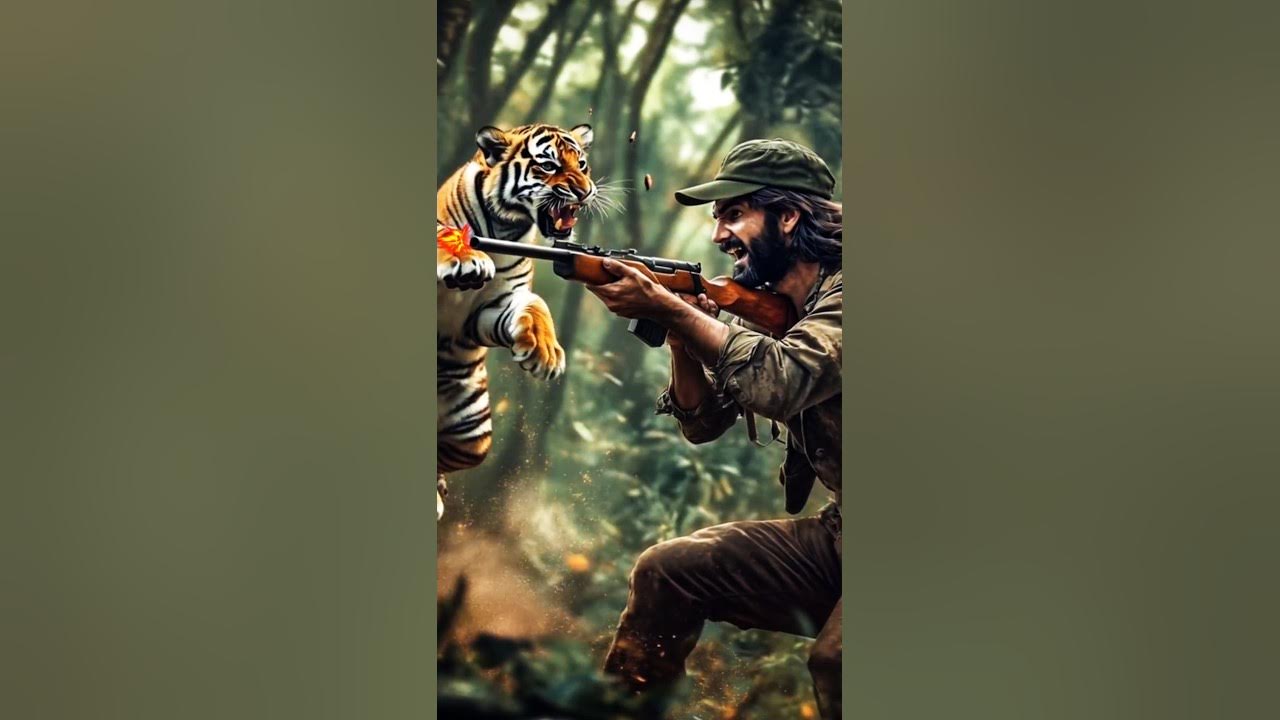 the baby tiger saved the rabbit from the bad guy - YouTube