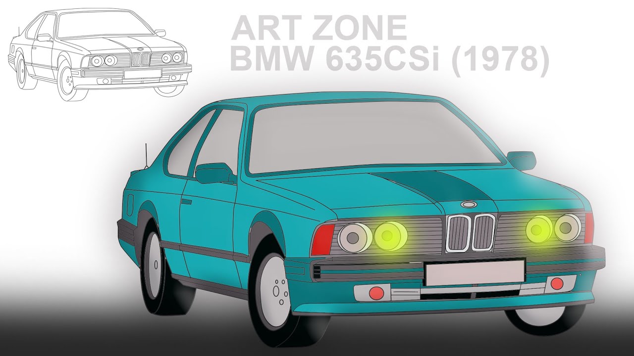 How to Draw BMW 635CSi 1978 Car - Digital Drawing Illustration Vector ...