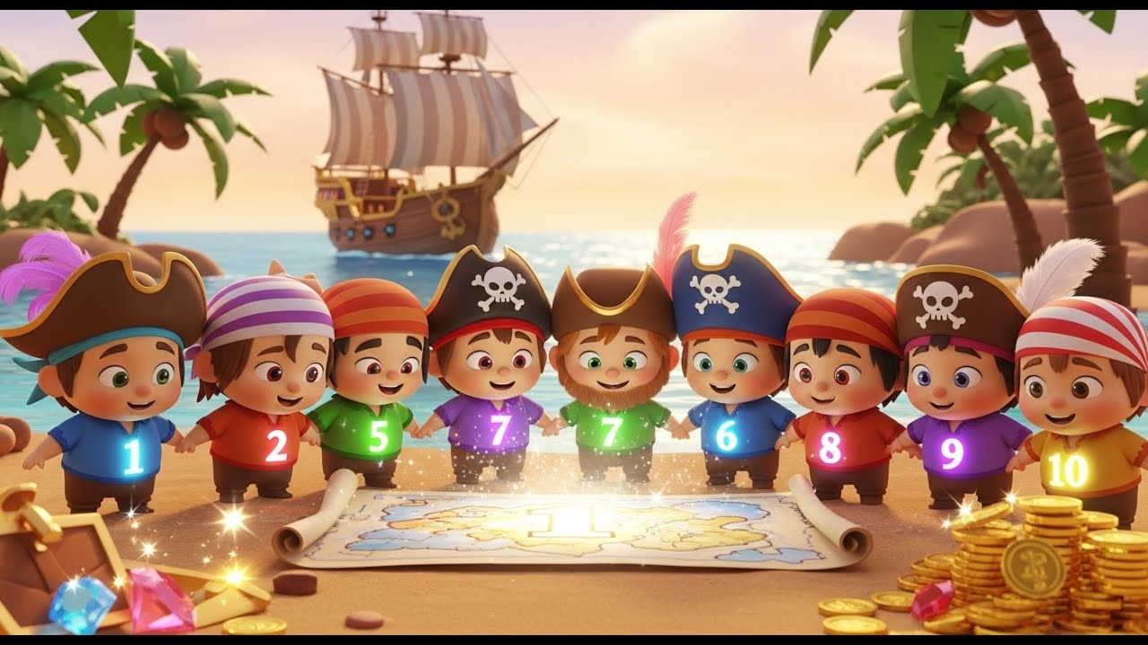 Ten Tiny Pirates and a Treasure Map 🏴‍☠️🗺️ | Counting Song for Kids ...
