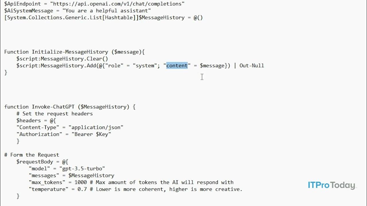 ChatGPT Integration in PowerShell: Scripting Demo - YouTube
