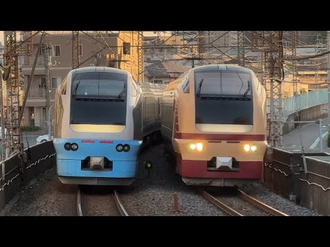 【駅構内でまさかのE653系がすれ違い！】 E653系1000番台K71編成 特急絶景ネモフィラ高尾号高尾行き&E653系1000番台K70編成 特急鎌倉号吉川美南行きが南浦和駅ですれ違い発車 ...