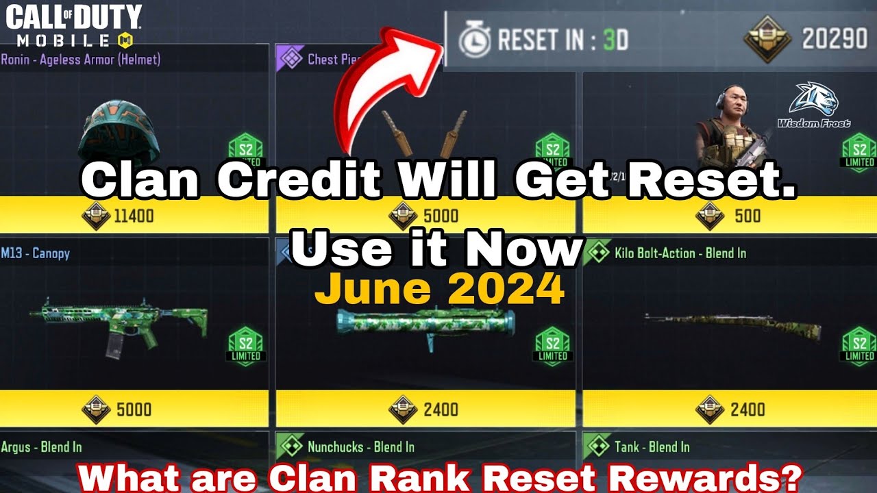 Clan Credit Will Get Reset | Clan Rank Reset Rewards Cod Mobile | June ...