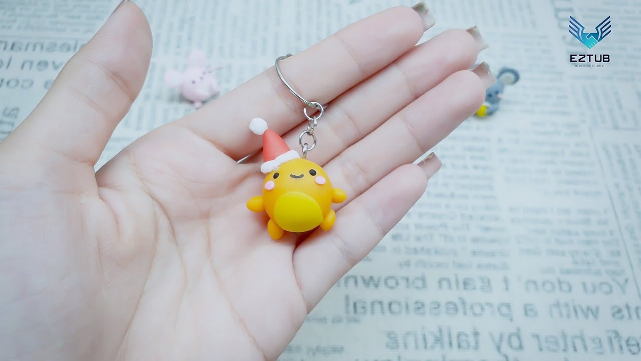 How i make clay yellow fat bear keychain | DIY clay animals - YouTube