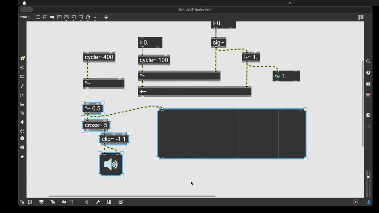 maxmsp max8 入門 msp編6 AM合成 RM合成 !~のオブジェクト - YouTube