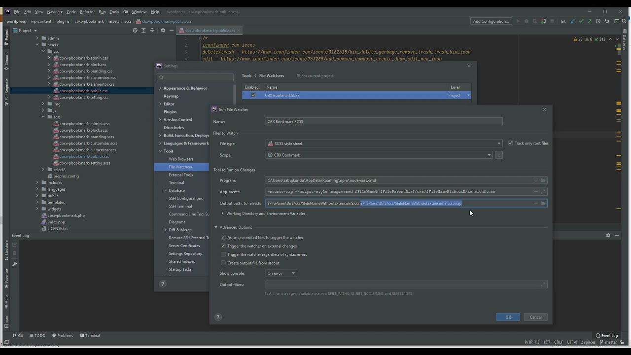 How To Compile Scss Sass Using Phpstorm File Watcher Bangla Youtube