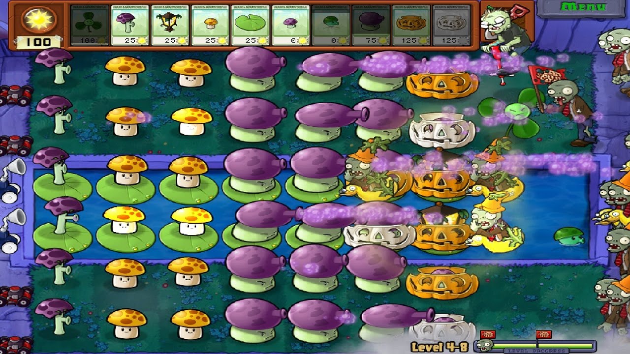 Plants vs. Zombies 100% Longplay #132 - Hard Mode Level 4-8 - YouTube
