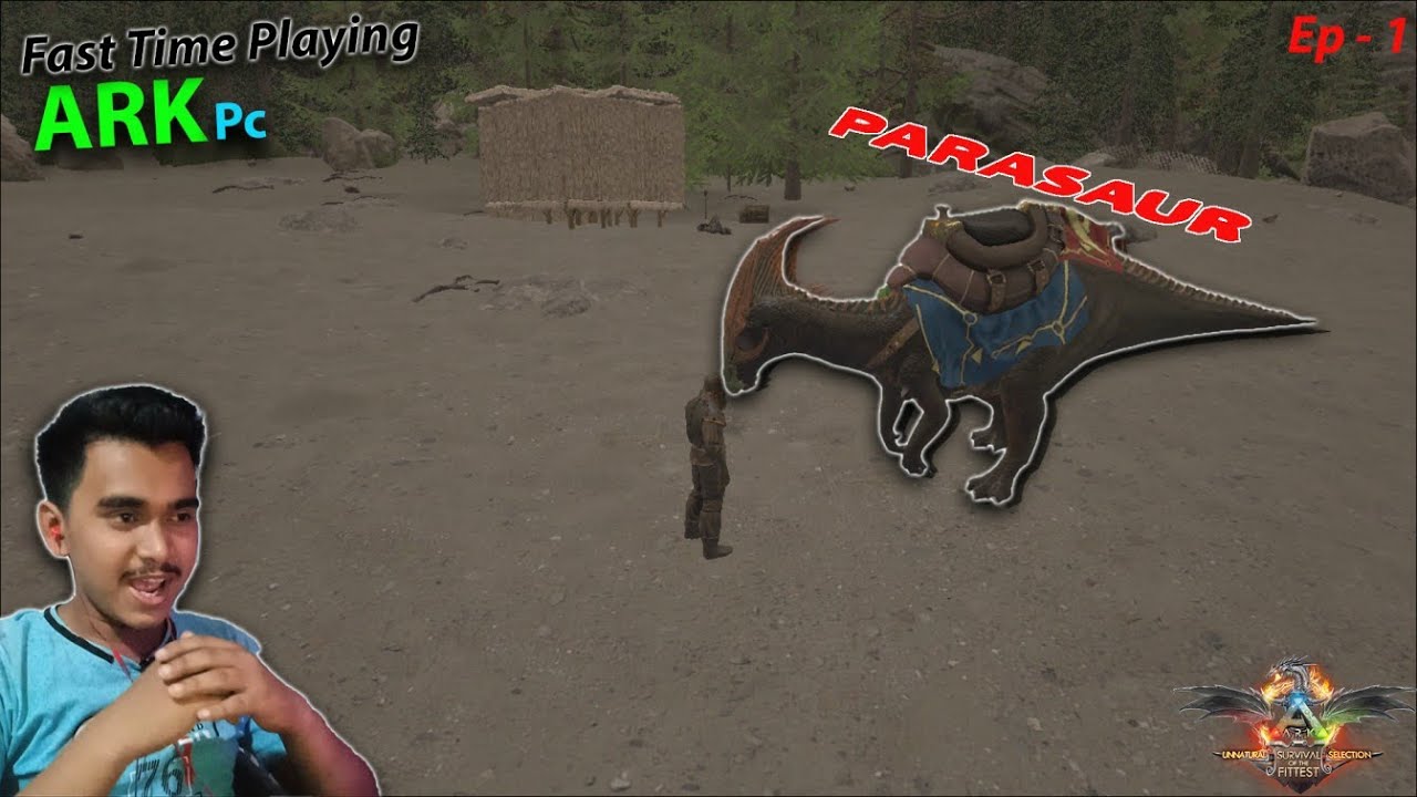 [Hindi] ARK Survival Evolved | First Time Playing ARK PC | Ep-1 Taming With 100+ level PARASAUR ...