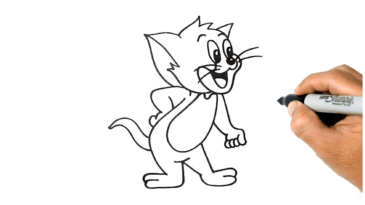 How to Draw TOM From Tom & Jerry Easy and Simple - YouTube