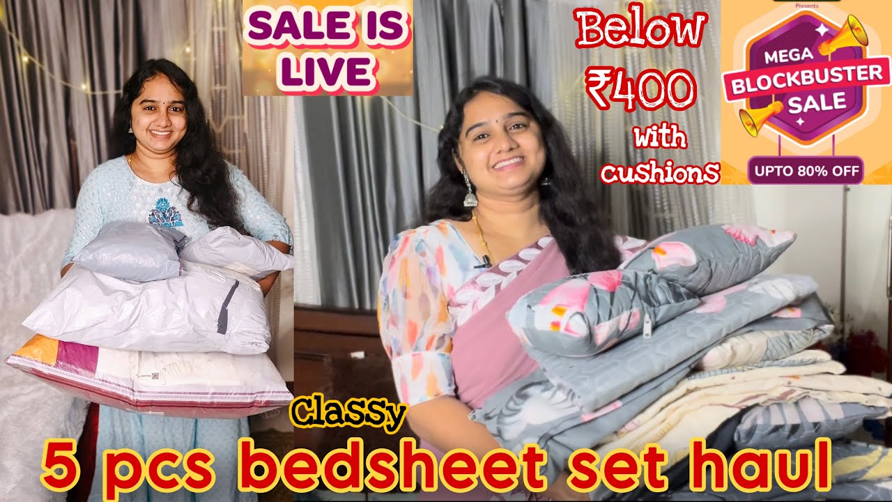 🔴Meesho Live Sale Haul💯5 pcs bedsheet set just from ₹290😳unbelievable ...