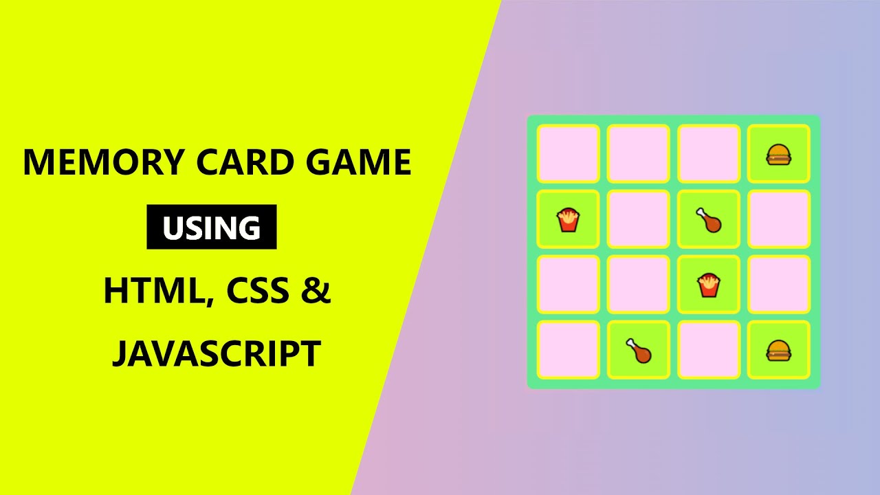 Memory Card Game Html Css And Javascript No Talking Youtube 8299